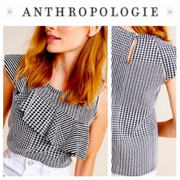 Anthropologie | Tops | Anthropologie Dolan Callan Ruffled Houndstooth ...